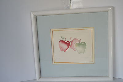 Limited Signed Framed Lithograph Print Embossed Apple Fruit Numbered ...