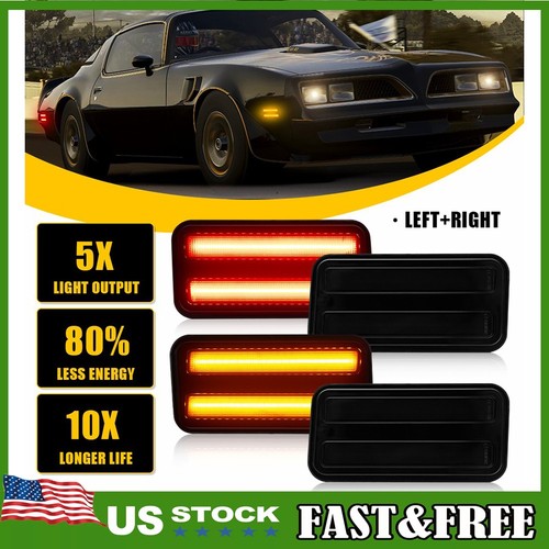 4Pcs Amber Red LED Side Marker Lights For 1970-1981 Pontiac Firebird ...