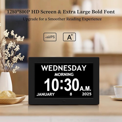 10.1'' Digital Clock 1280*800p HD Extra Large Display Dementia Clock ...