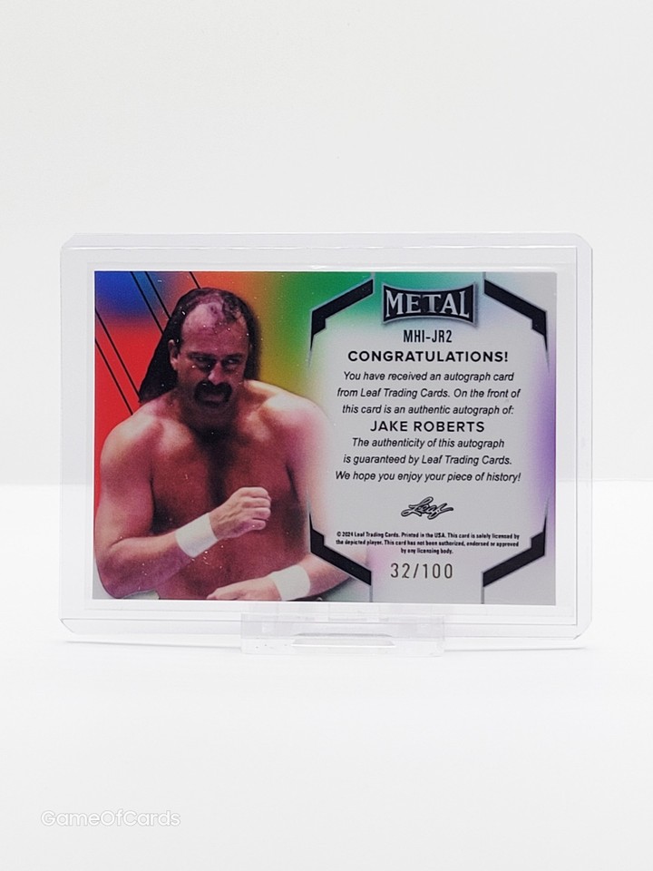2025 Leaf Signature Series JAKE THE SNAKE ROBERTS Inscription Auto /100 ...