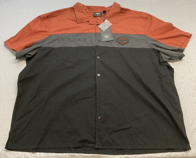 NEW GENUINE HARLEY DAVIDSON 99080-20VM MEN'S 5XL SHIRT WOVEN COLORBLOCK ...