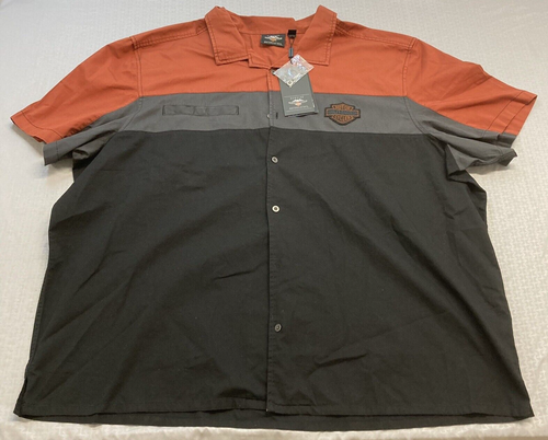 NEW GENUINE HARLEY DAVIDSON 99080-20VM MEN'S 5XL SHIRT WOVEN COLORBLOCK ...