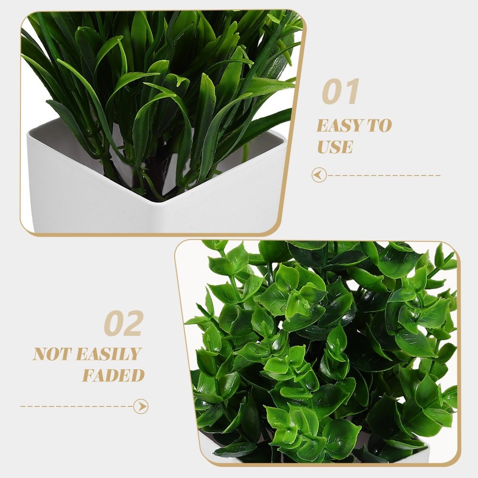 2pcs Fake Potted Plant Realistic Artificial Plant Decor Greenery In Pot ...