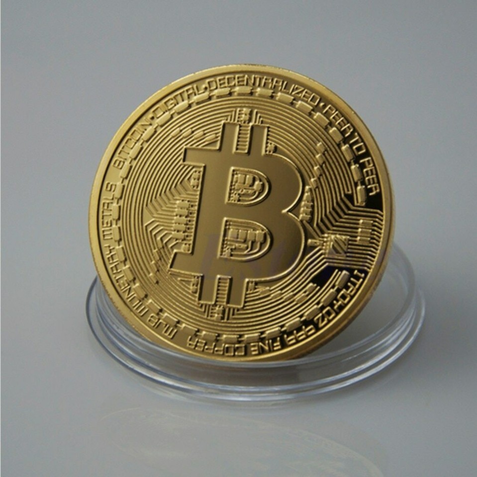 24K Gold Bitcoin Cryptocurrency Coin Collectible Bitcoin Plaque ...