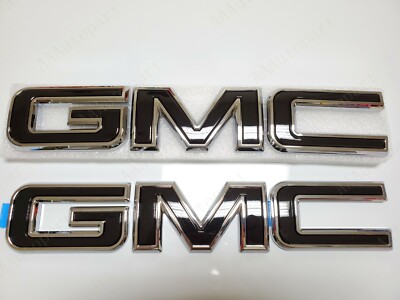 2019-2025 Front & Rear Emblem Chrome Black GMC Fit For Sierra 1500 ...