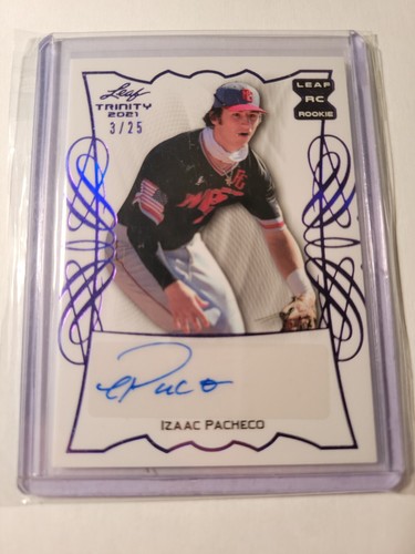 Izaac Pacheco 2021 Leaf Trinity Auto Autograph Purple XRC #3/25 #BIP1 ...