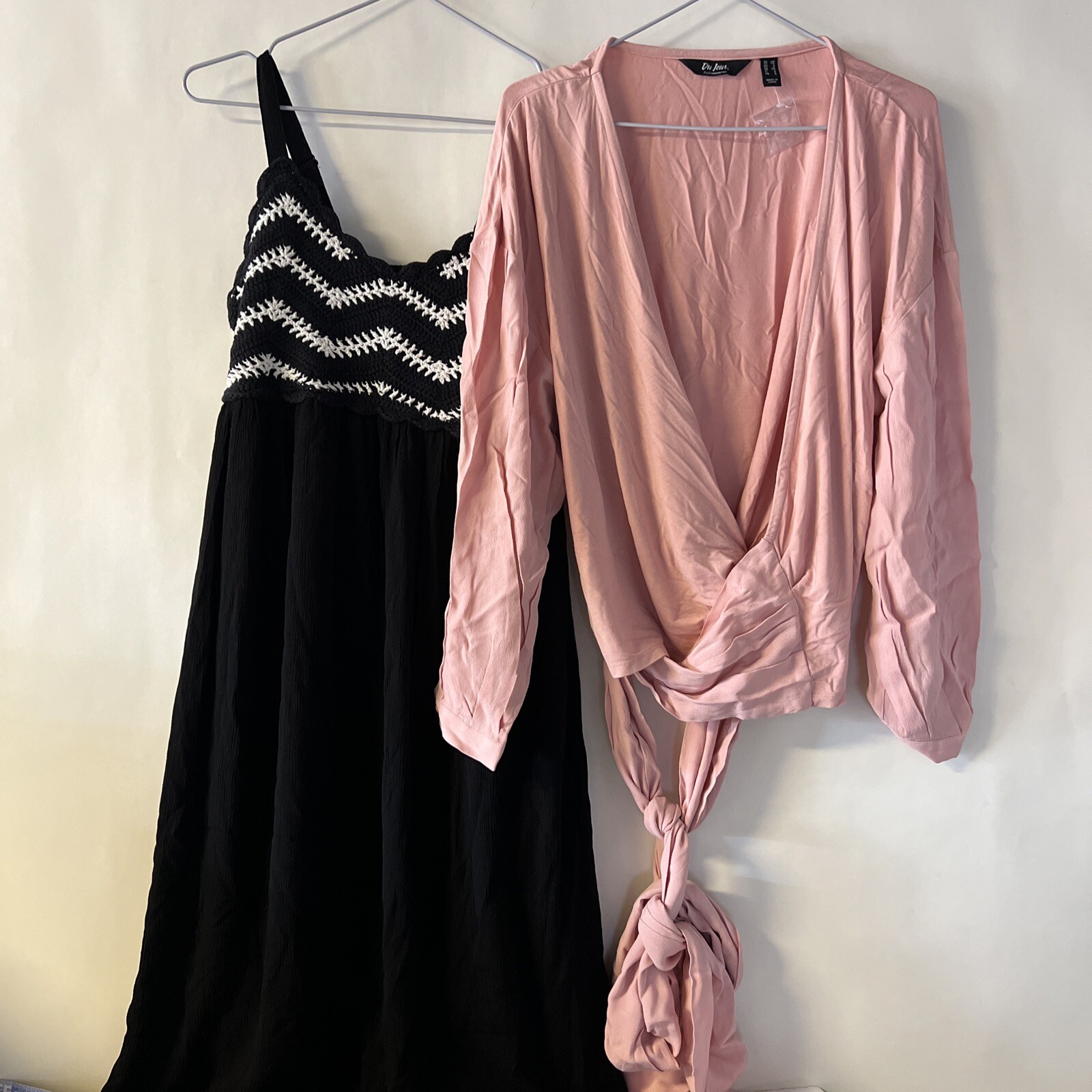 QVC LOT OF 2 Size XS/XSP Petite Crochet Top Maxi Dress Pink Wrap Boho ...