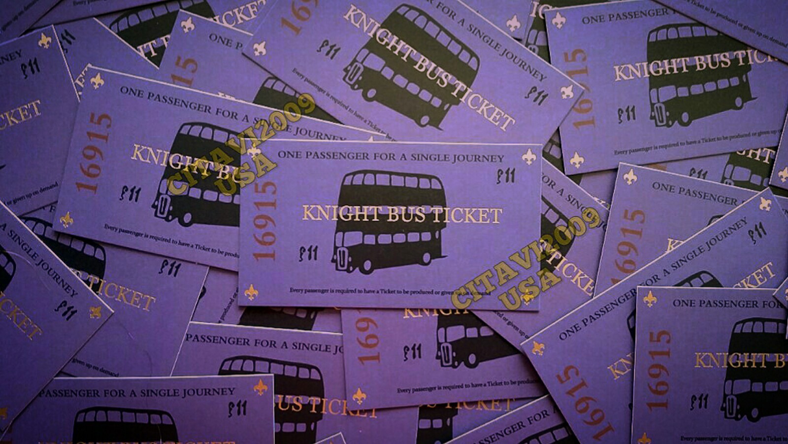 HARRY POTTER KNIGHT BUS TICKET SOUVENIR POSTER PURPLE BUS. USA SELLER ...