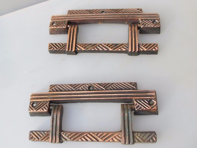 Large Antique Chest Handles Drawer Drop Pulls Coffin Copper Plated ...