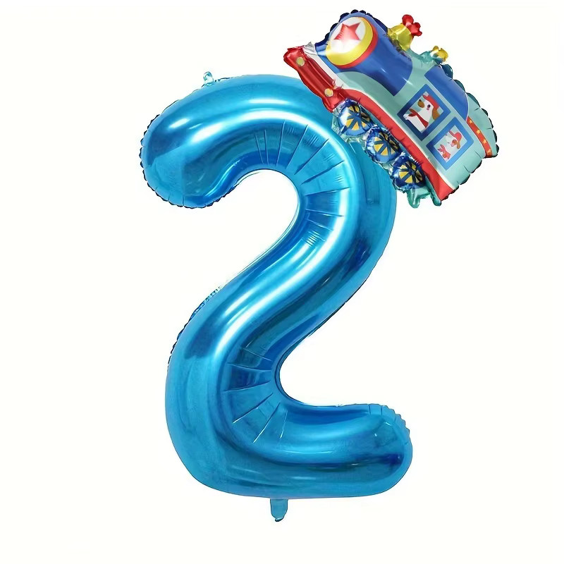 Balloon Set 32" Blue Number 1-9 Cartoon Train Foil Birthday Party | eBay