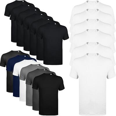 Mens 6 Pack Shirts Plain Basic T Shirt 100% Cotton Top Assorted Multi ...