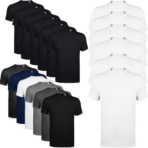 Mens 6 Pack Shirts Plain Basic T Shirt 100% Cotton Top Assorted Multi ...