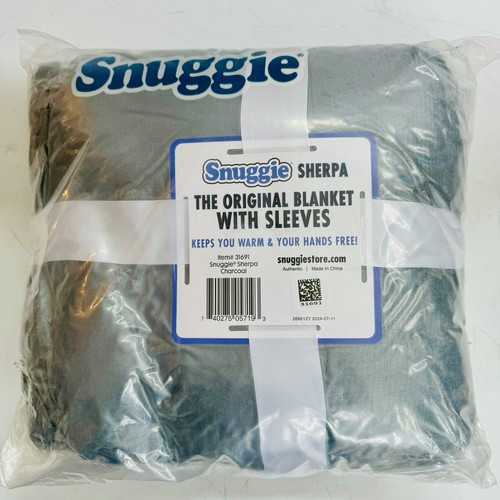Snuggie Sherpa Wearable Blanket w/ Sleeves Charcoal The Original As ...