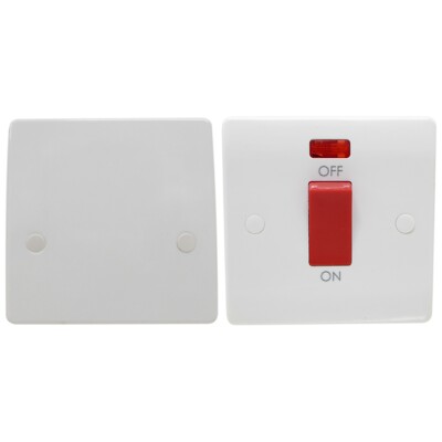 45 Amp Cooker Connection Unit and 45A Double Pole Cooker Switch with ...