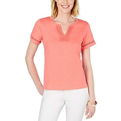 MSRP $50 Charter Club Split-Neck Cotton Top Tuscon Pink Size XL | eBay