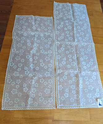 NEW (2) VINTAGE DECORATIVE LINENS BY AFC TABLE RUNNERS CRISP IVORY ...