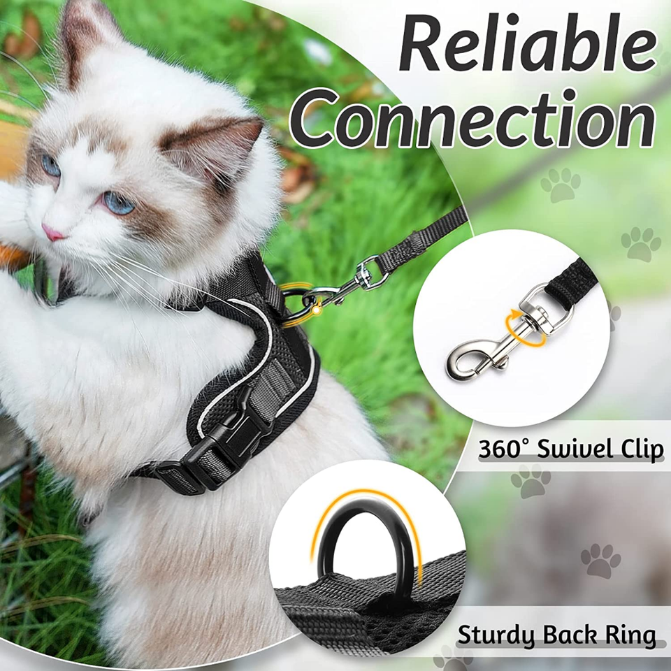 rabbitgoo Pet Cat Harness and 59" Leash Escape Proof Adjustable Vest ...