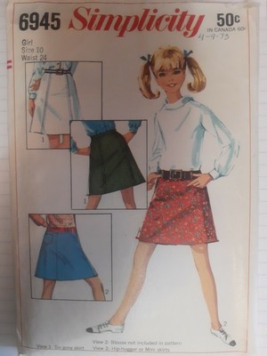 Skirt Hip Hugger Mini Short Simplicity Sewing Pattern 6945 CUT Girls 10 ...