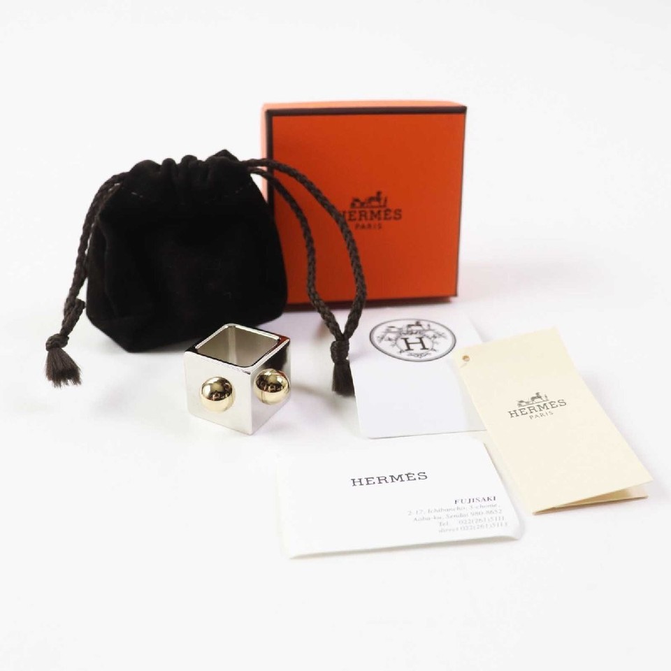 Hermès Mal GP Cube Scarf Ring Gold SA Used 1.9cm with Box & Bag | eBay