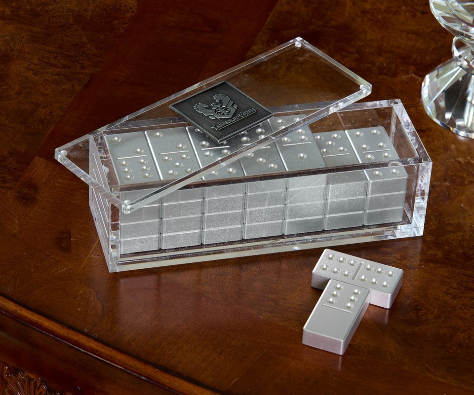 Premium Aluminum Double Six Dominoes Set - Silver | eBay