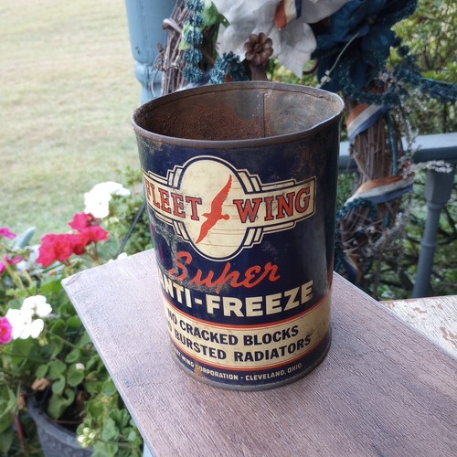 Fleet Wing Super Anti-freeze One U.S. Quart Size Empty Metal Can No Lid ...