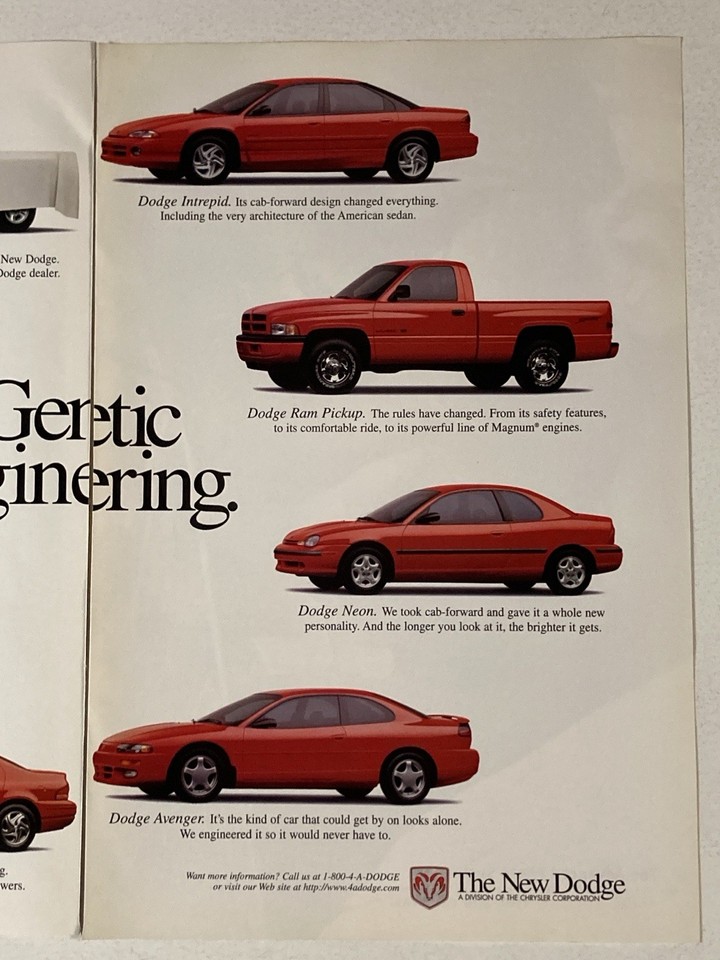 1996 Dodge Models Two Page Print Ad Viper Caravan Stratus Neon Avenger ...