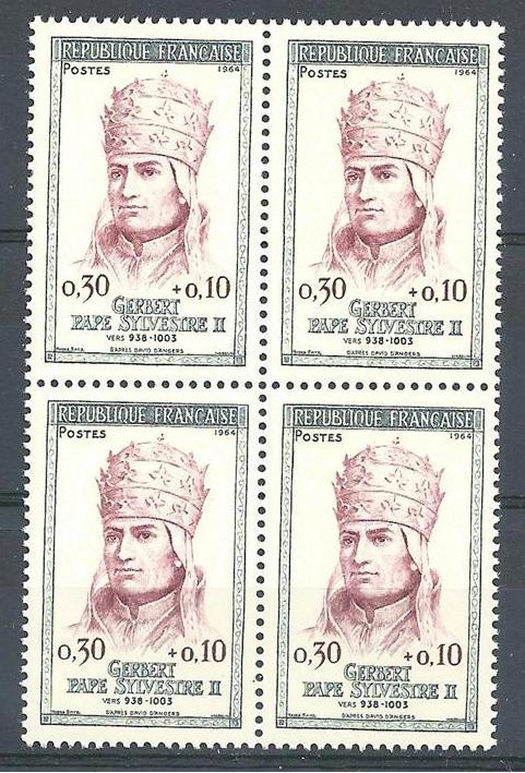 France 1964 Sc# B383 Pope Sylvester Gerbert block 4 MNH | eBay