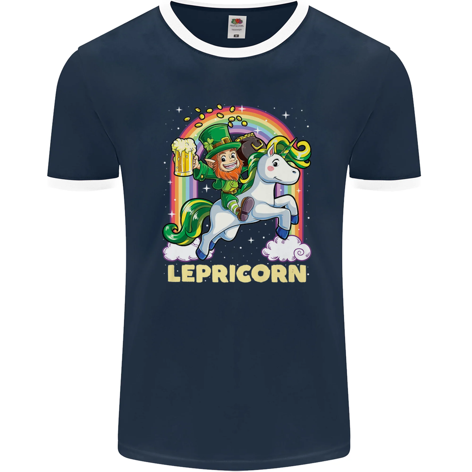Lepricorn Funny St Patricks Day Leprechaun Mens Ringer T-Shirt FotL | eBay