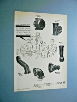 1965 TYLER PRESSURE PIPE FITTINGS AND VALVE BOXES SALES ART AD | eBay
