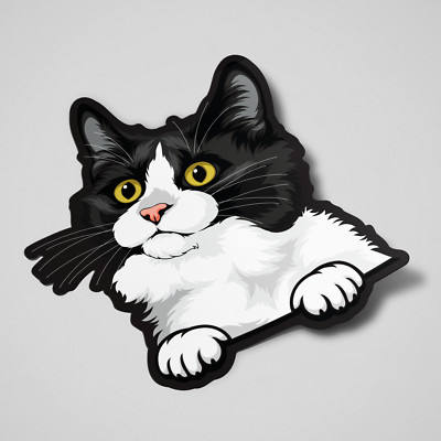 Munchkin White Black Cat Peeker Windshield Windscreen Laptop Sticker ...