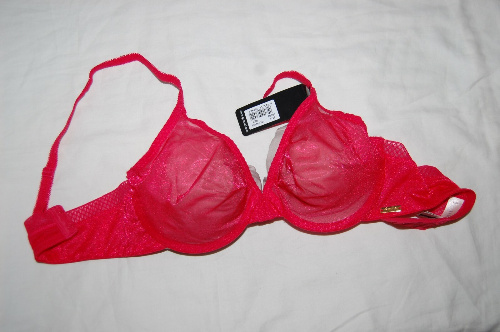 Gossard Glossies Sheer Underwired Plunge Bra Red Size UK 30B for sale ...