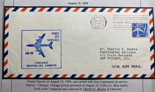 1959 Denver CO USA First Jet Flight Airmail Cover To Chicago IL | eBay