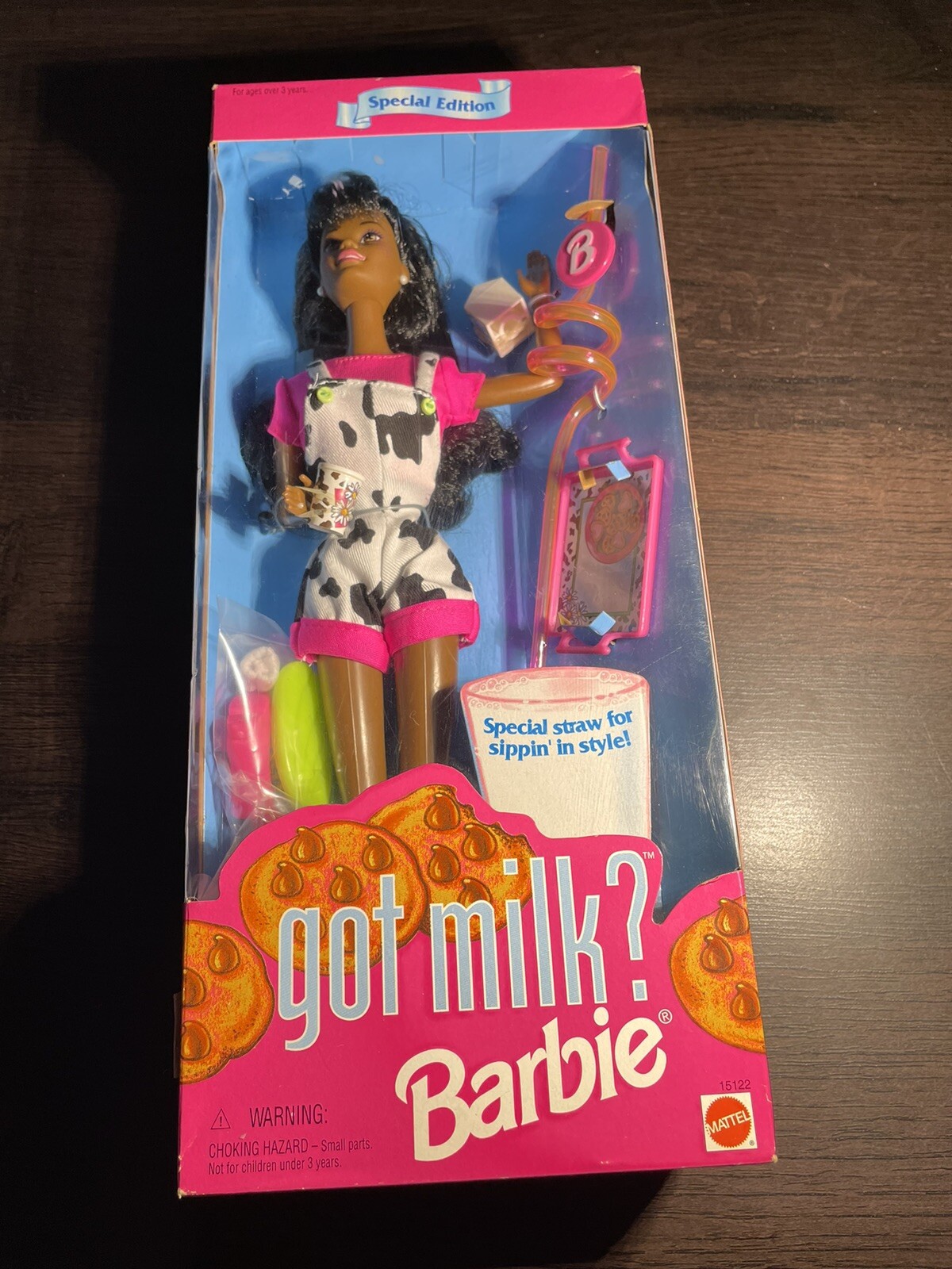 NEW 1995 Barbie Got Milk? Special Edition Doll W/ Pink Straw Mattel ...
