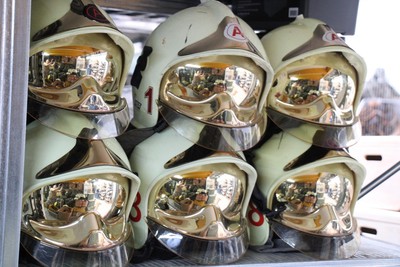 1 MSA, CGF Dräger Gallet Feuerwehrhelm Einsatzhelm goldfarbenes ...