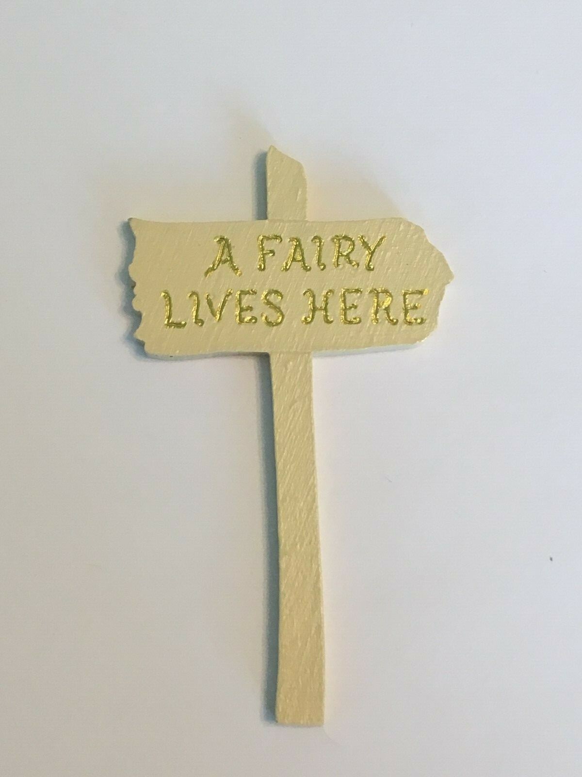 Wooden A FAIRY LIVES HERE Sign Post - Fairy Door Accessory - Fairy ...