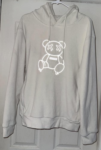 XIOS Hoodie Mens XL White Reflective Teddy Bear FUTURE Graphic Pullover ...