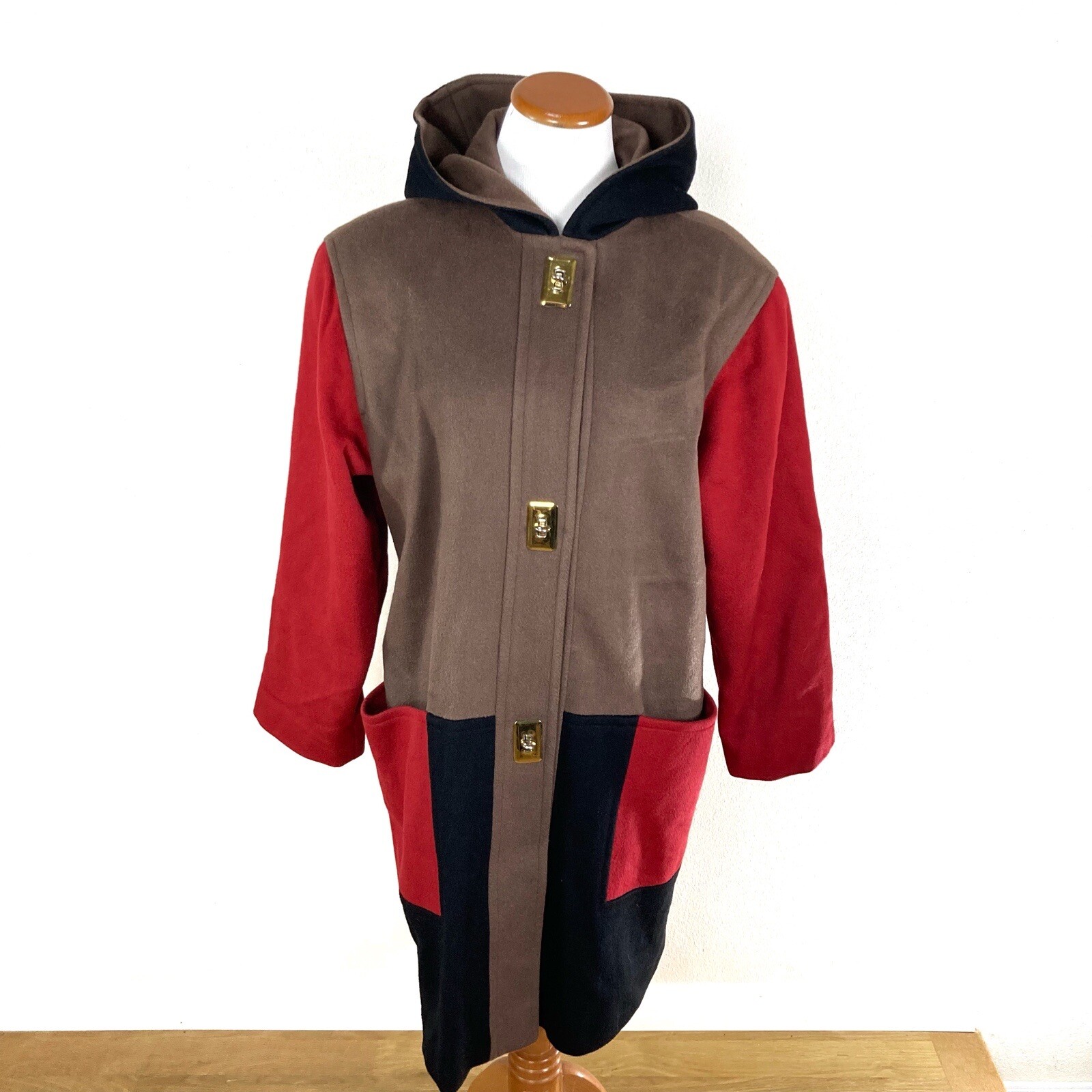 Vtg JOHN WEITZ Forstmann Colorblock Long Wool Jacket … - Gem