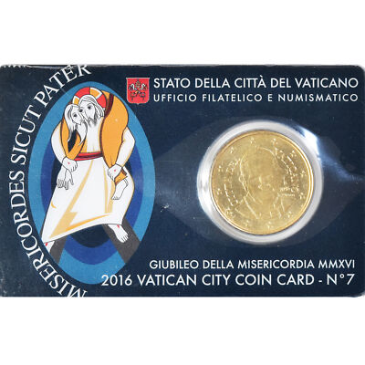 [#1022623] VATICAN CITY, 50 Euro Cent, 2016, Coin card N°7, MS, Br, ass ...