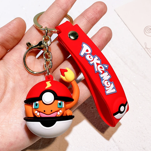 POKEMON CHARMANDER POKEBALL KEYRING KEYCHAIN 3D RUBBER BACKPACK CAR ...