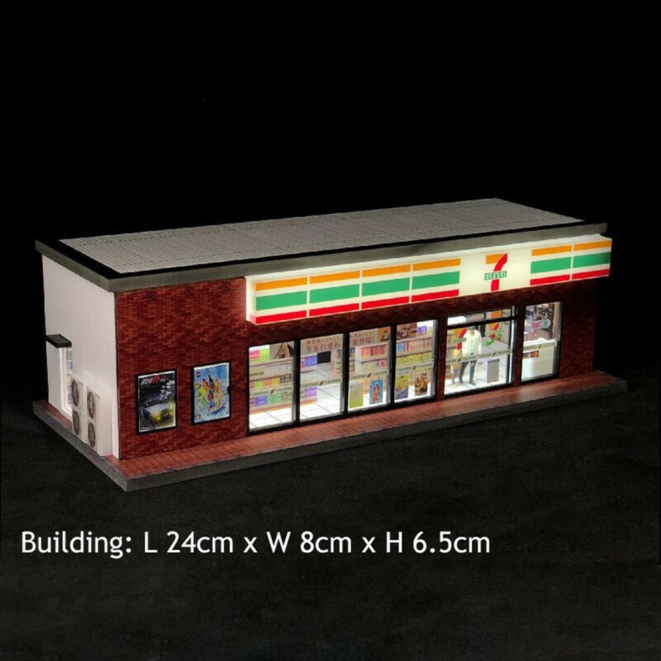 Diorama 1/64 Scale Diecast Car Garage Model LED Street Building Display ...