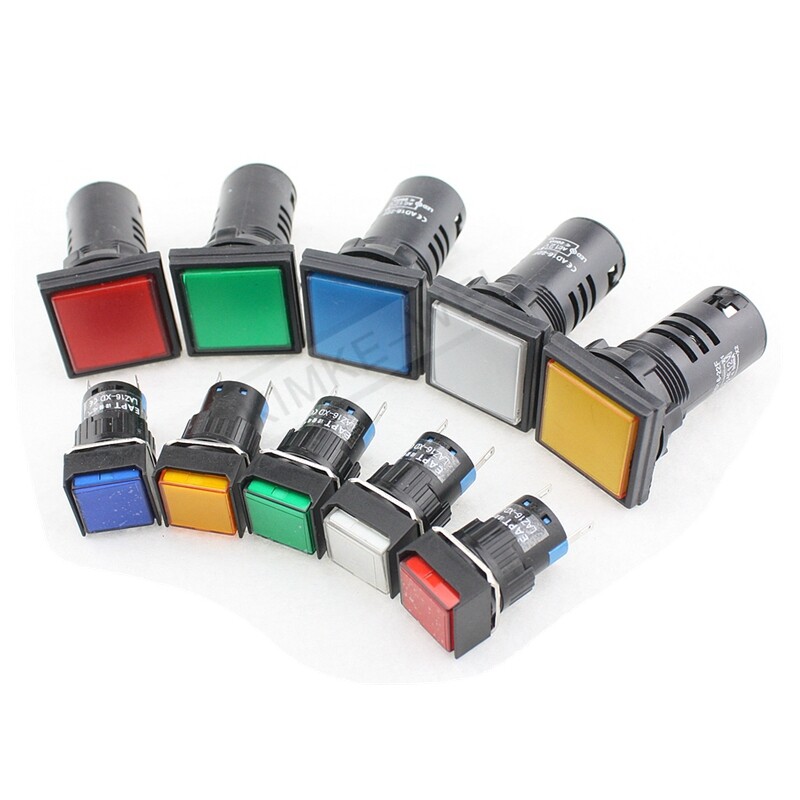 16/22mm Square LED Pilot Panel Indicator Signal Warning Light Lamp AC ...