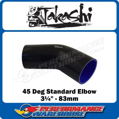 Takashi Black Silicone Hose 45 Degree Standard Elbow 3¼" (83mm) Air ...