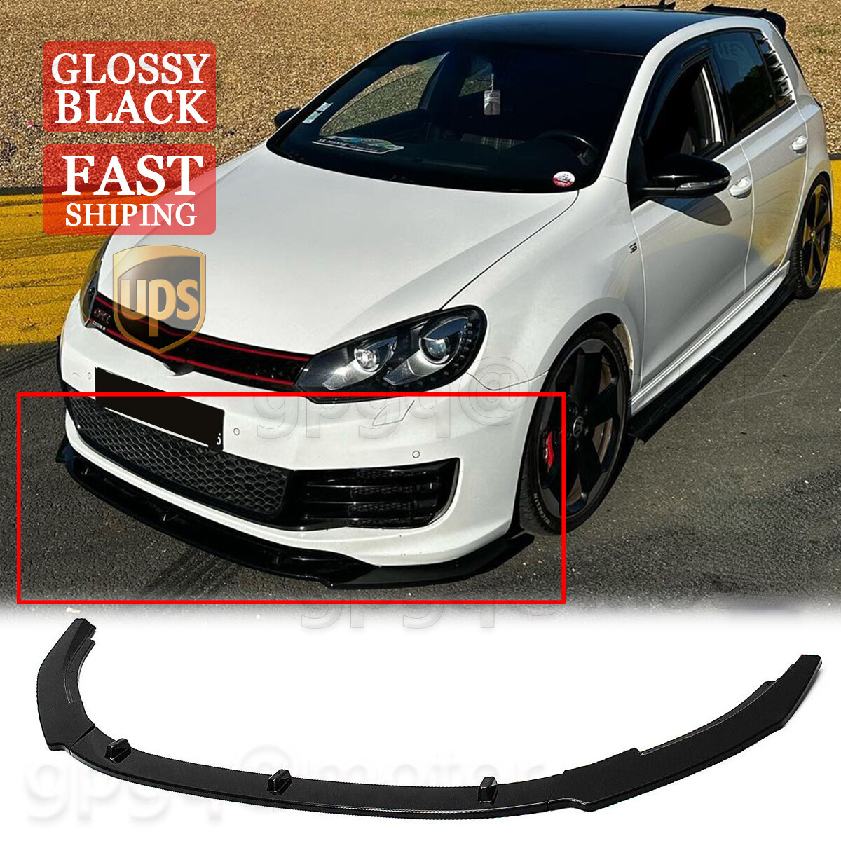 For VW Golf MK6 GTI GTD 2010-2013 Gloss Black Front Bumper Lip Chin ...