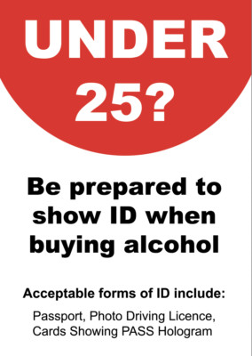 Poster Sign Notice Under 25 Be Prepared to Show ID to Buy Alcohol Shop ...