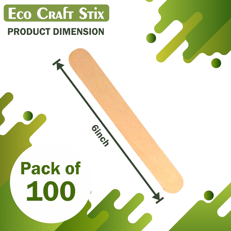 6" Jumbo Wooden Craft/Popsicle Sticks/Diy Craft Projects- Pack of 100Ct ...