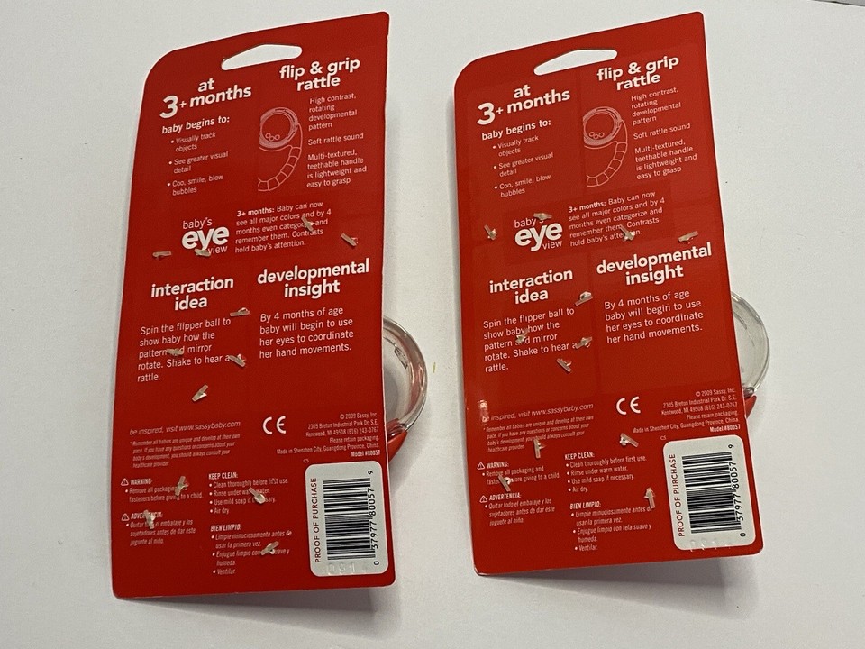 Sassy Flip And Grip Baby Rattle 3+ Months Zebra Giraffe New LOT OF 2 | eBay