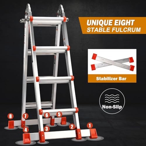 SOCTONE LADDER A FRAME 4 STEP EXTENSION LADDER 14.5 FT ZL1104 ...