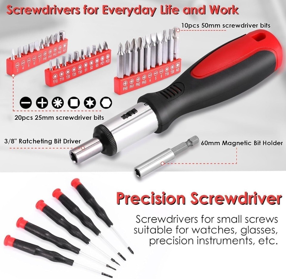 198 Piece Home tool set FOR AUCTION with Storage Case, Portable Hand ...