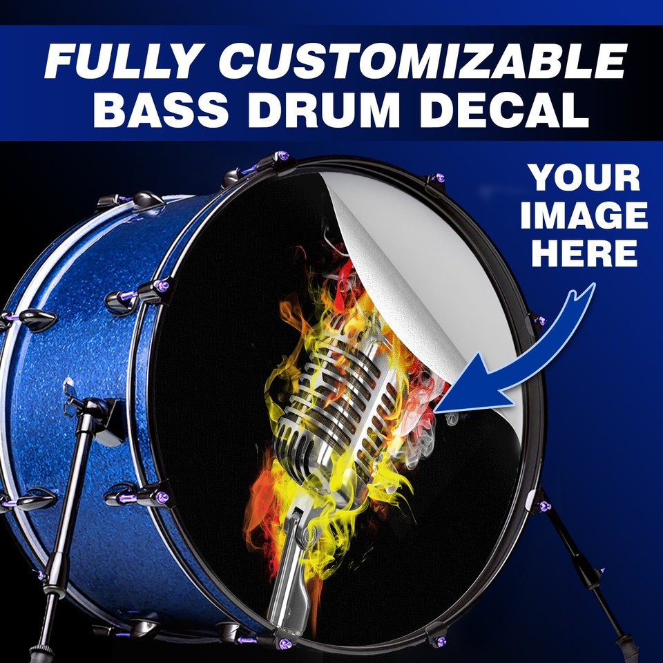Custom 22" Bass Drum Head Decals Skin Wrap Kick Sticker Vinyl Music ...