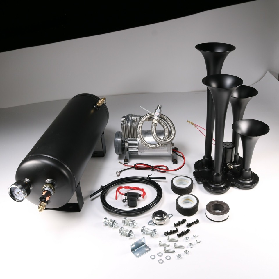 Train Horn Kit 4 Trumpets Semi Loud System 1.5G Air Tank 150PSI For ...